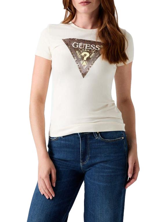 GUESS GUESS Snakeskin Print Stud Triangle T-Shirt